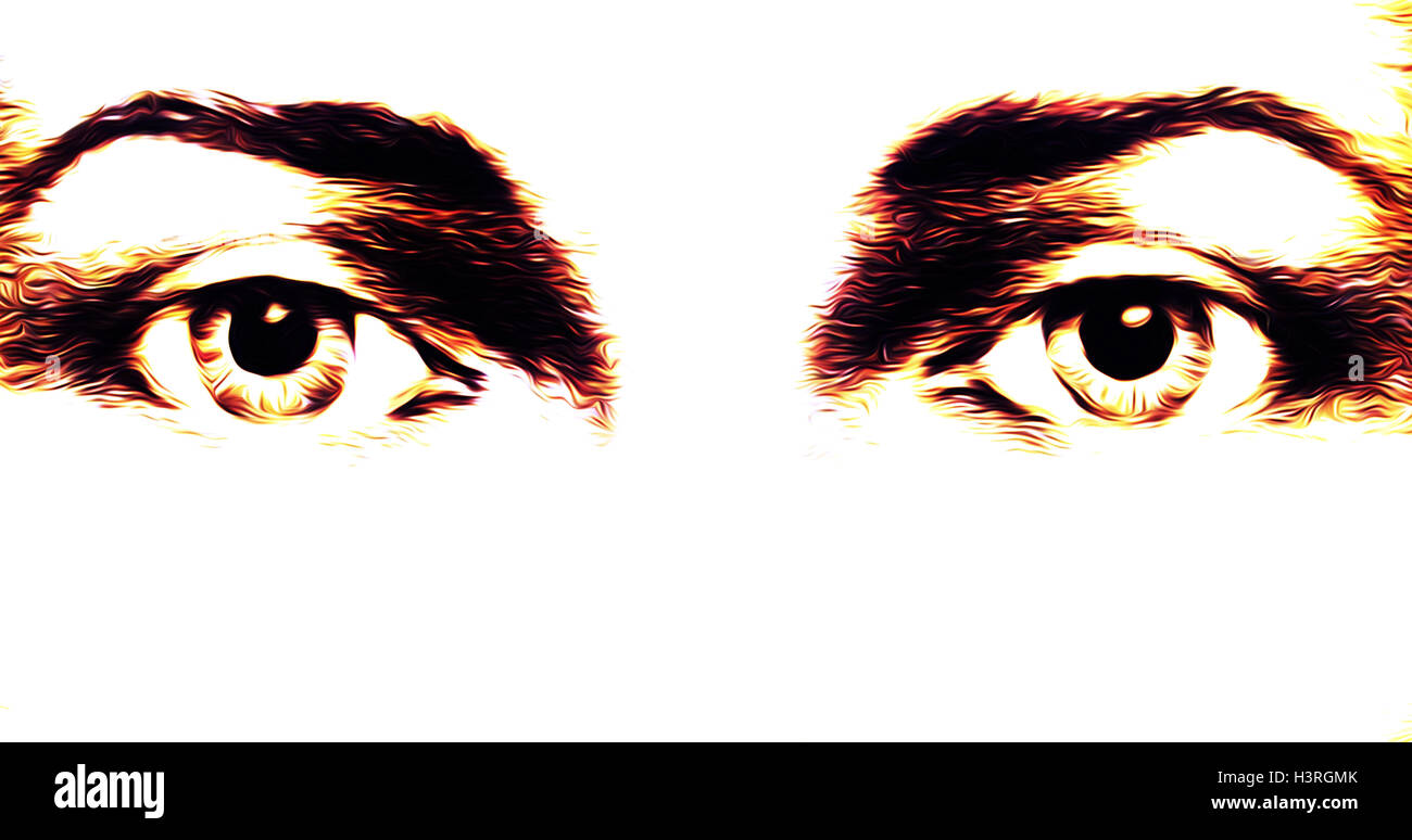 harmonic peaceful spiritual eyes, graphic collage on white background ...