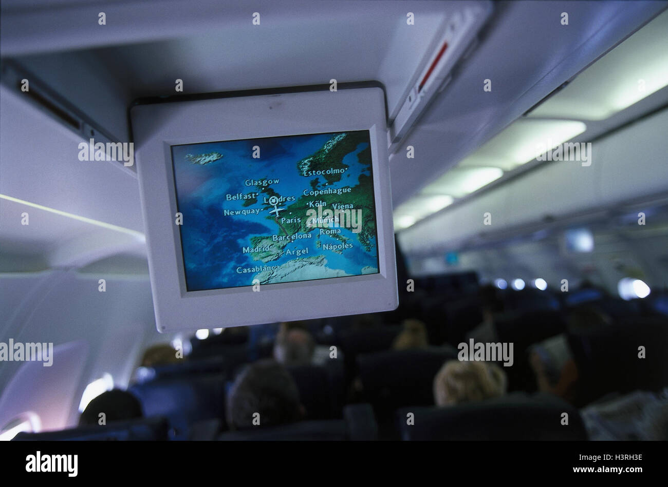 Airplane, detail, passengers, display, display, itinerary inside, plane ...