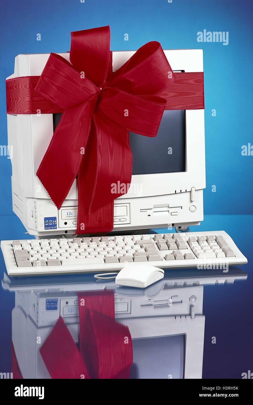 Table, computer, monitor, keyboard, mouse, loop, red inside, studio ...