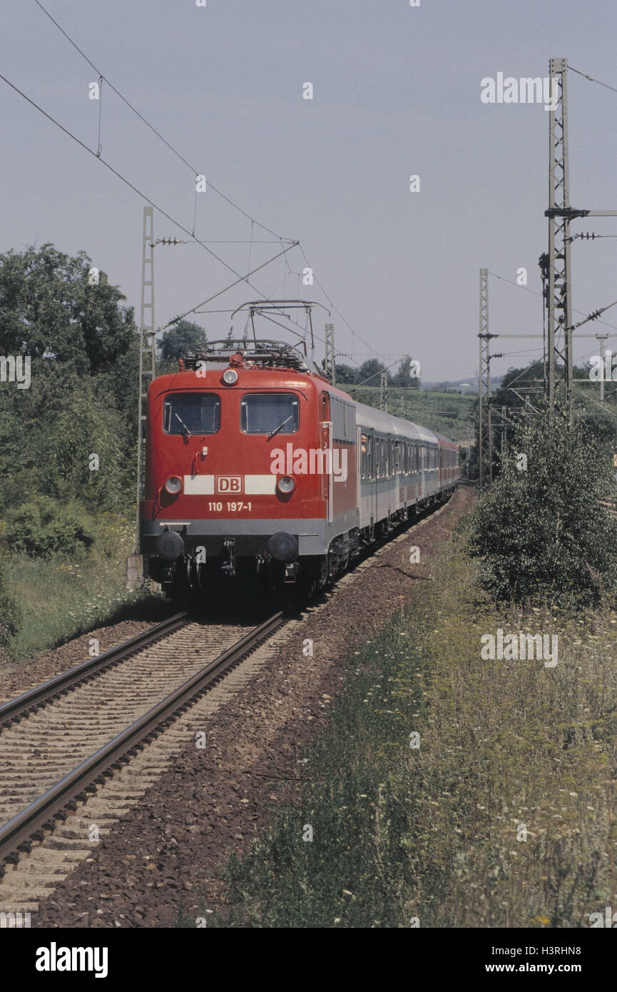 Germany, German Federal Railroad, stopping train, electric locomotive ...