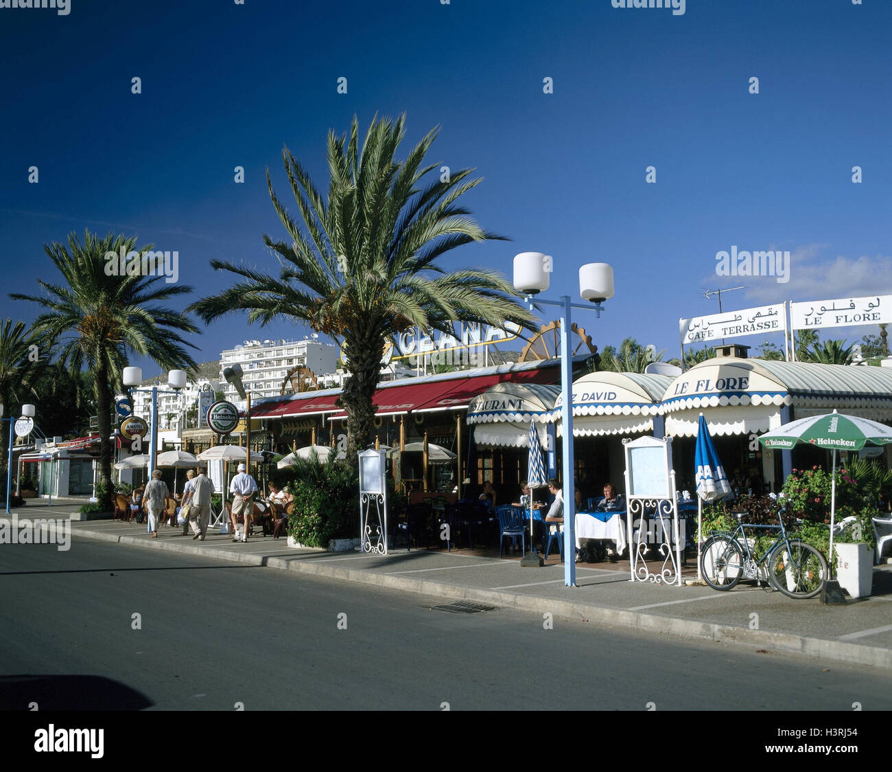 Morocco, Agadir, promenade, street cafes, Africa, Atlantic coast ...