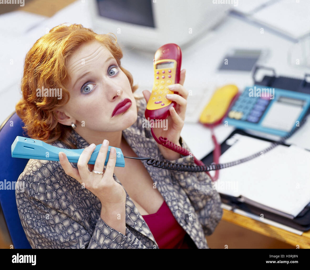 Office, office workers, receivers, two, gesture, helplessly, half ...