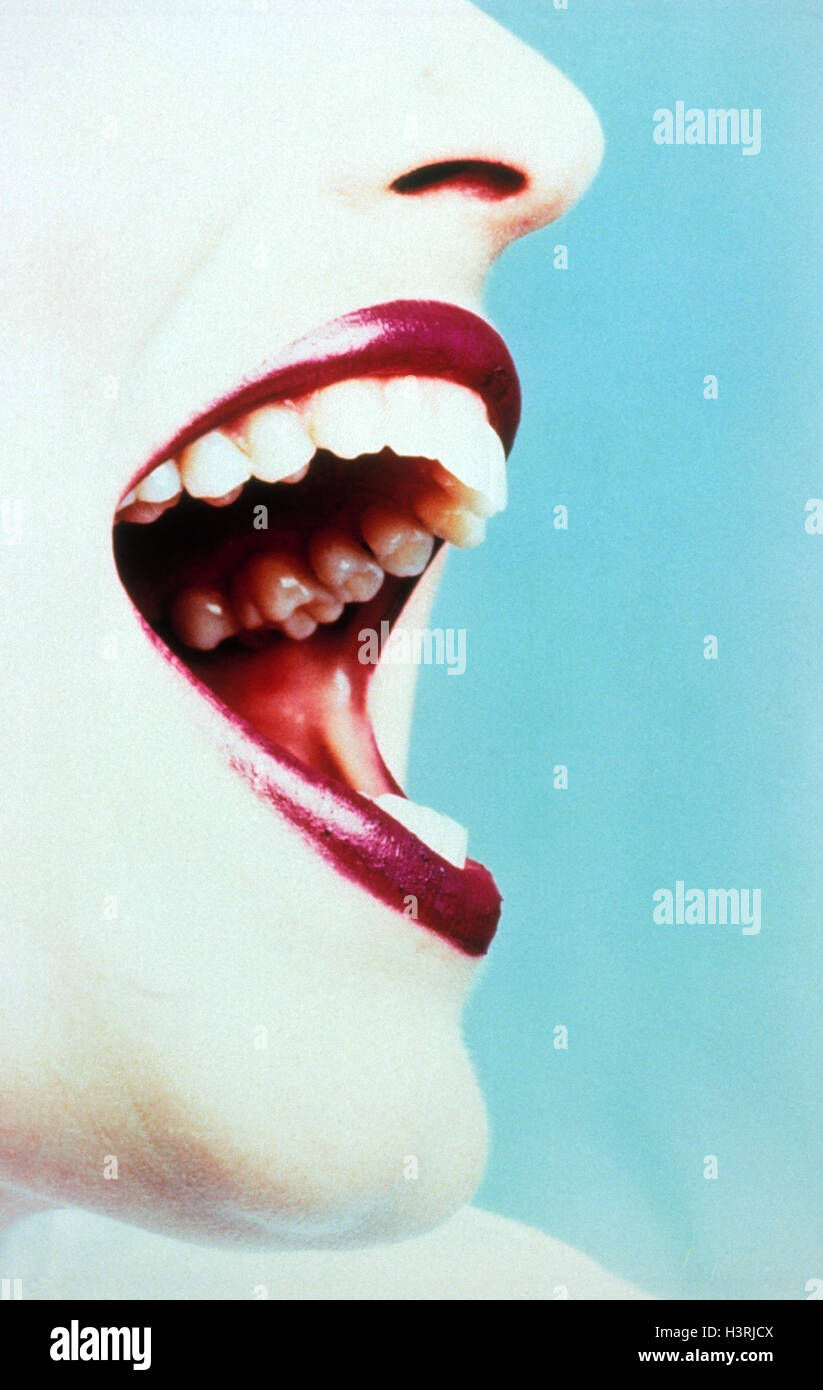Woman, look, detail, nose, mouth, laugh, tread, cogs, lipstick, red ...