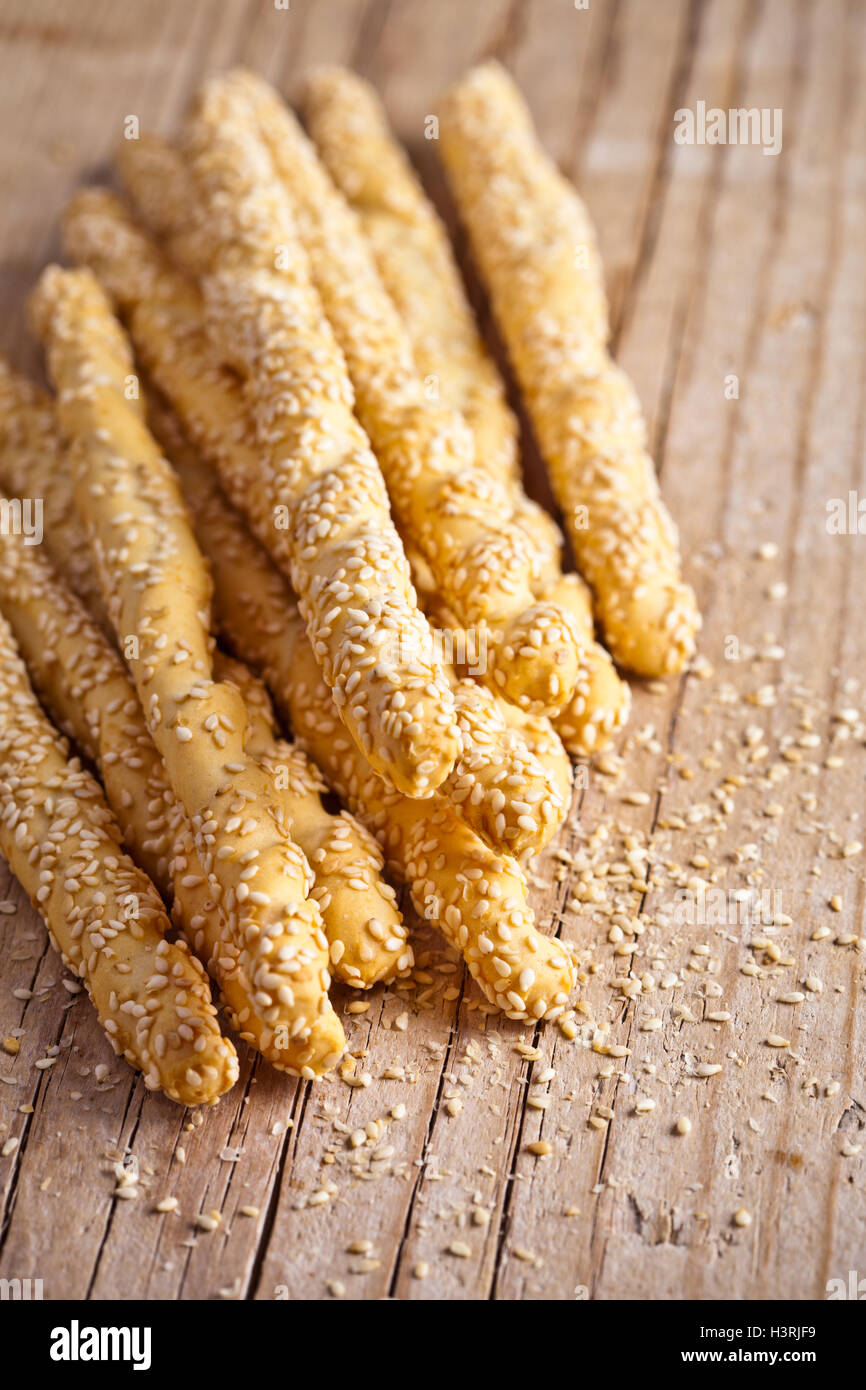 bread sticks grissini with sesame seeds Stock Photo - Alamy
