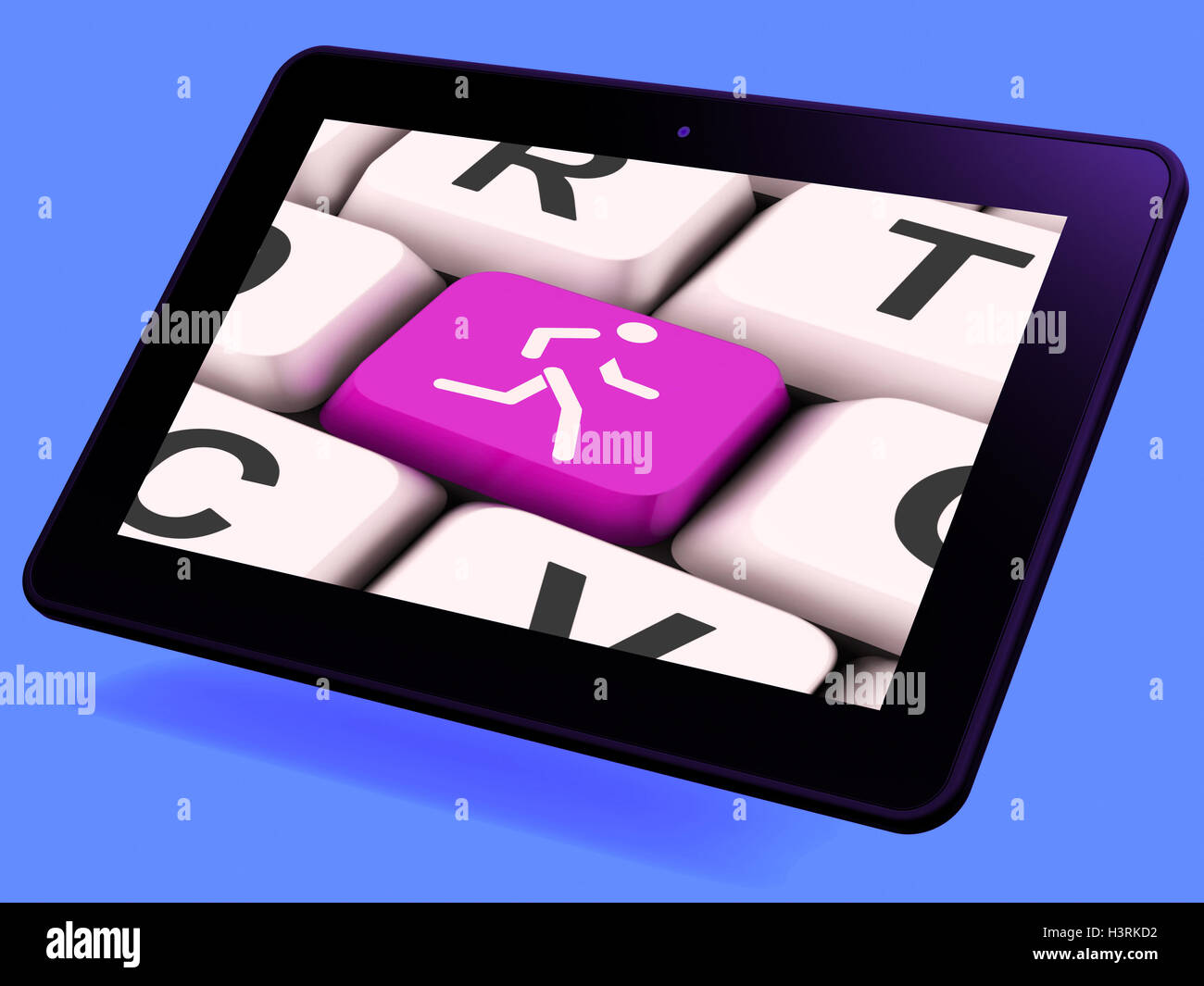 Runner Key Tablet Means Run Jog Or Aerobic Work-Out Stock Photo - Alamy