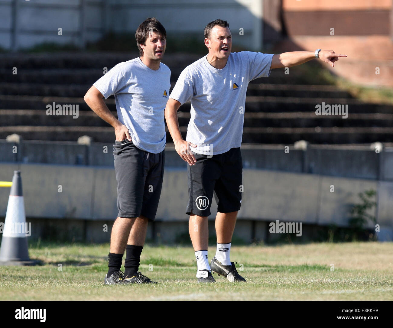 Concord joint managers Danny Cowley (L) and Danny Scopes - Romford vs ...