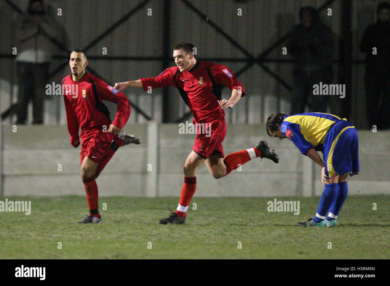 Kye Ruel (L) celebrates scoring the first goal for East Thurrock with ...