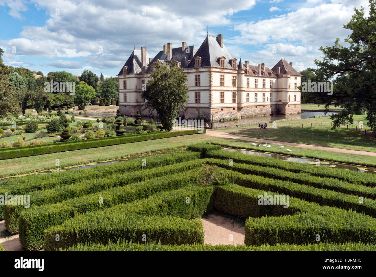 A view across the maze & the moat of the historic burgundian ...