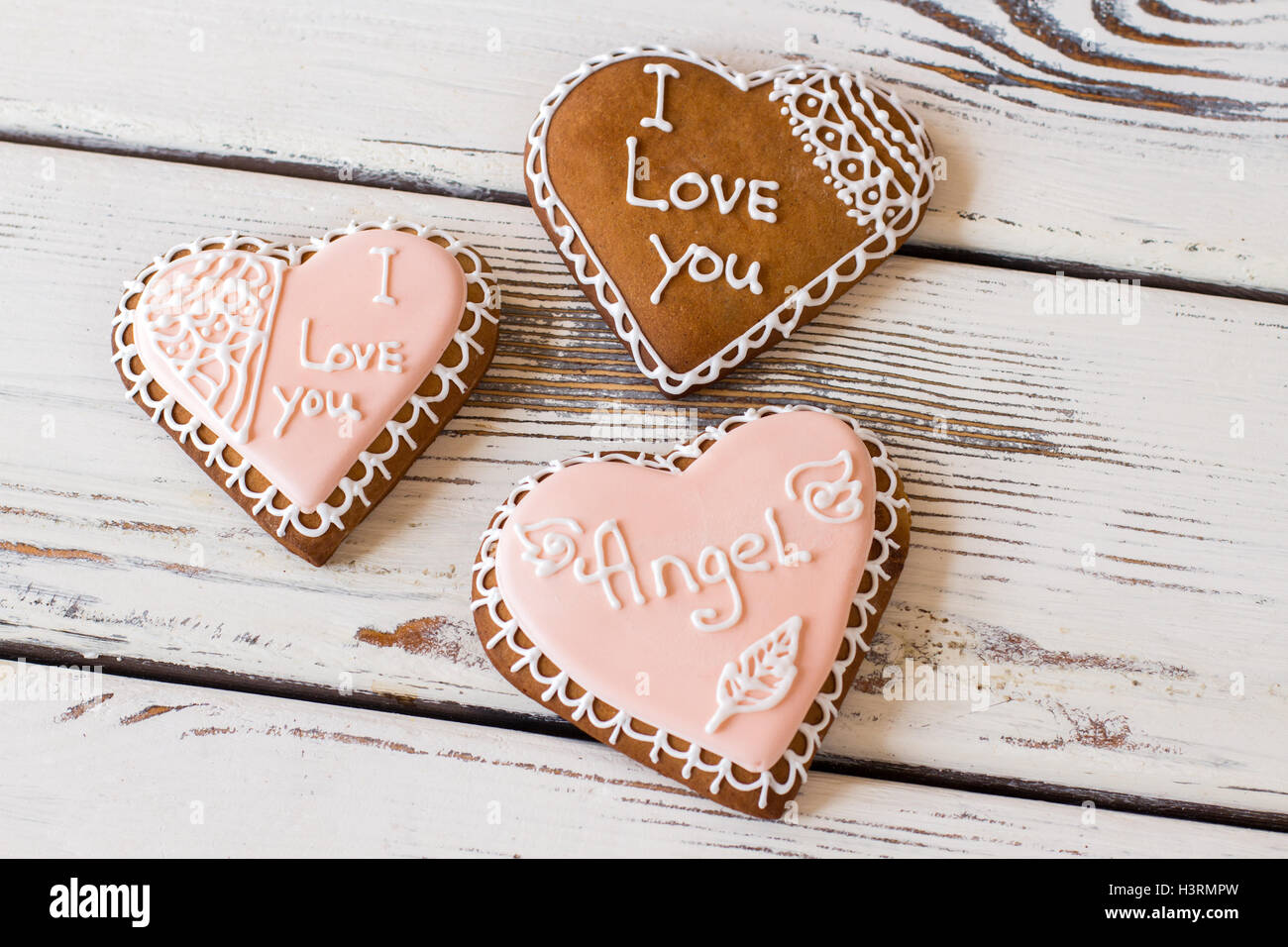 Three heart cookies Stock Photo - Alamy