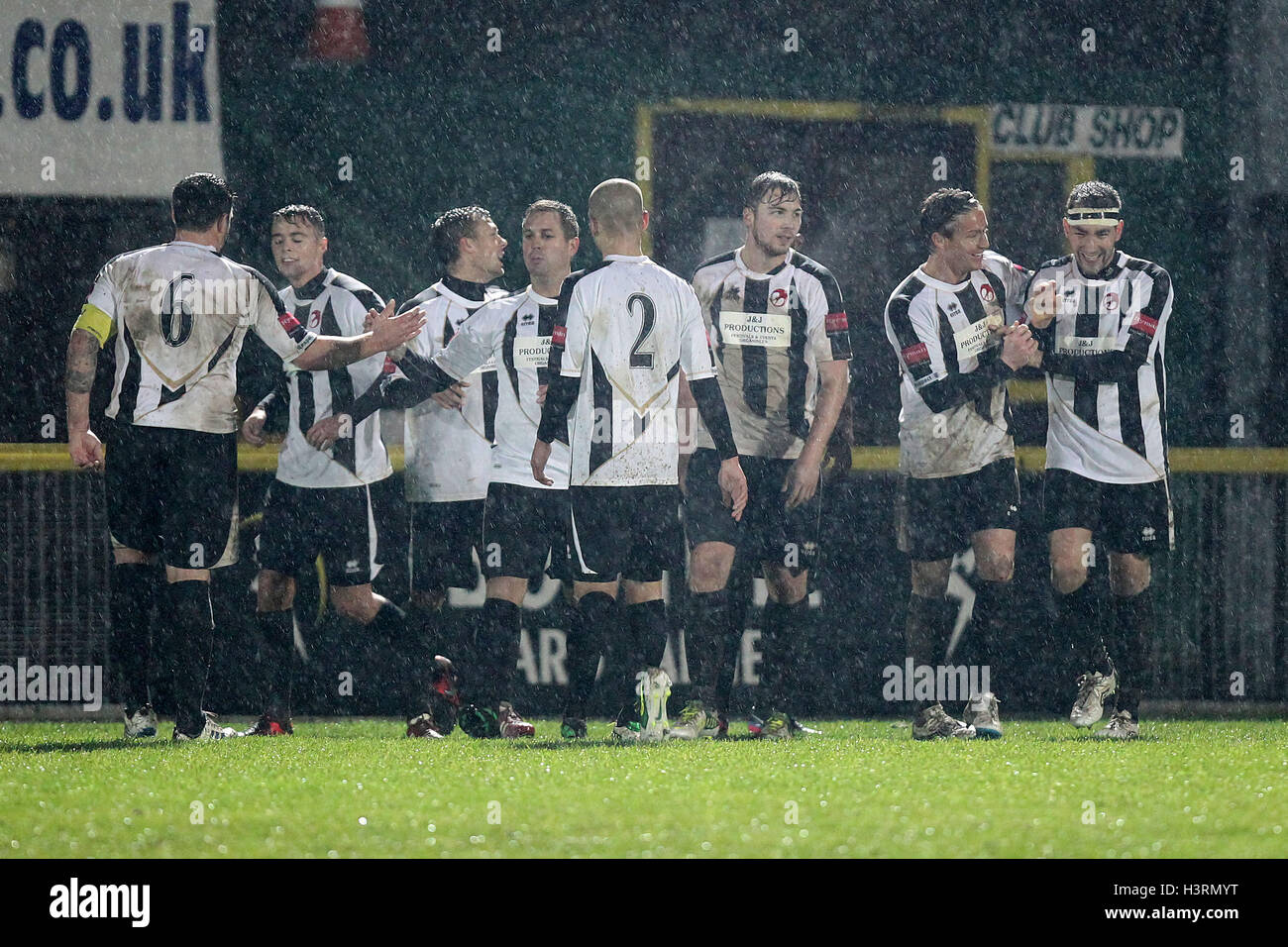 Heybridge players celebrate their third goal - Romford vs Heybridge ...