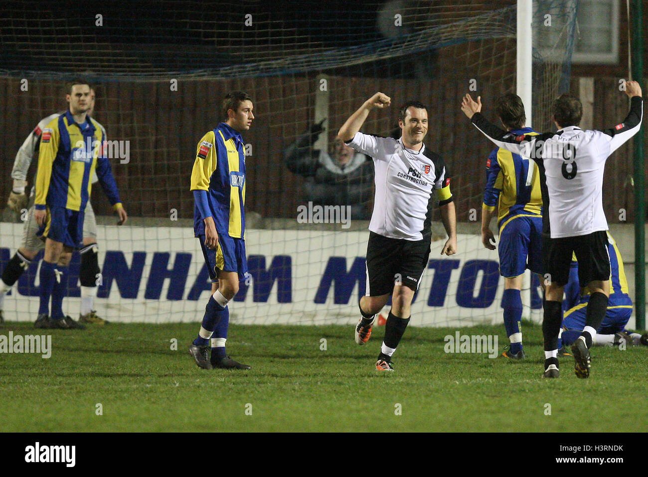 Maldon celebrate their first goal scored by Adam Flanagan - Romford vs ...