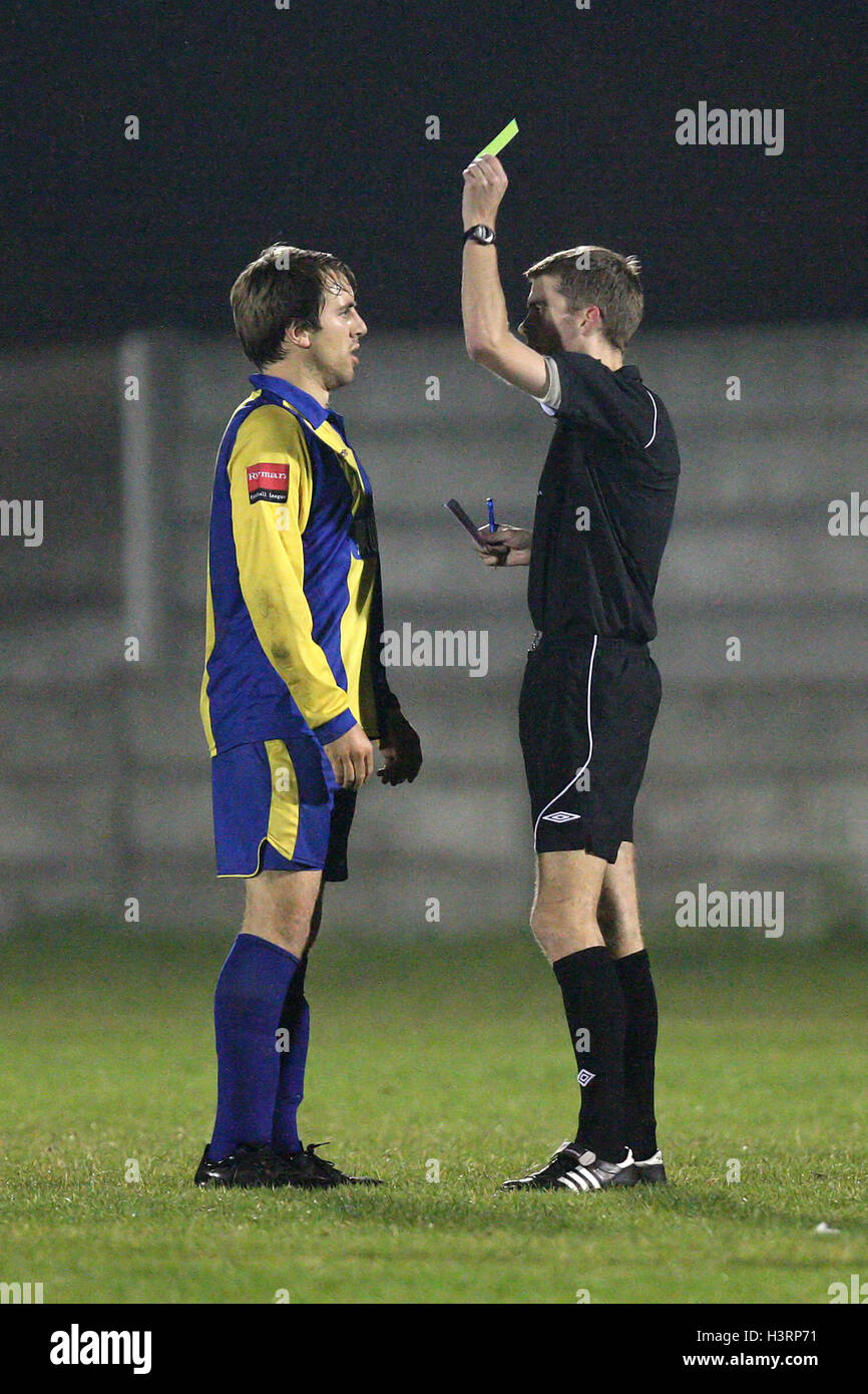 Kurt Smith of Redbridge receives a yellow card from referee Benjamin ...