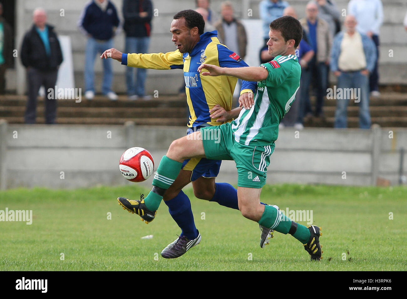 Chuck Duru of Romford tussles with Martin Bromwich of Soham - Romford ...