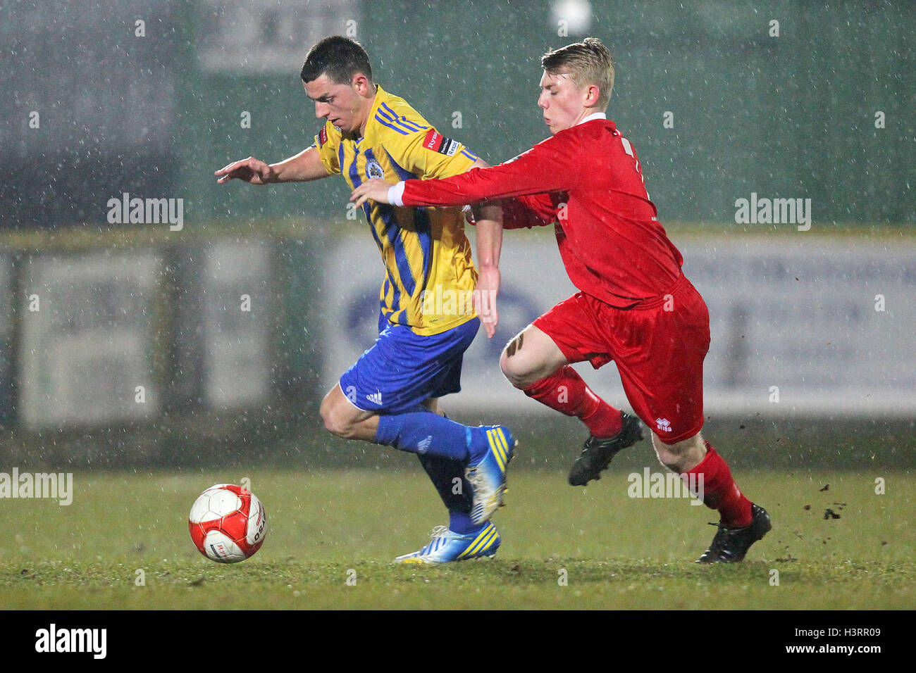 Michael Sammut of Romford and Ryan Blackman of Tilbury - Romford vs ...