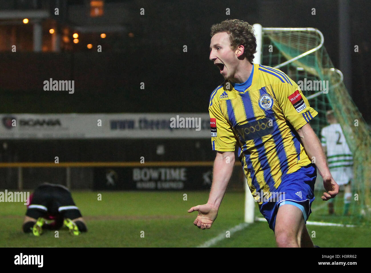 Eddie Hart scores the second goal for Romford and celebrates - Romford ...