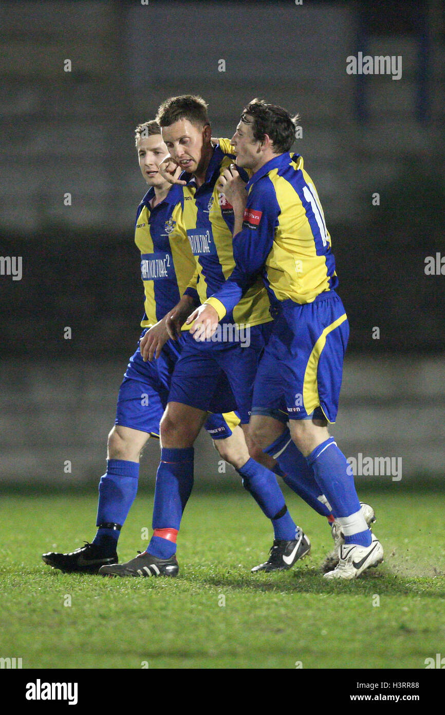 Paul Kavanagh of Romford (C) celebrates scoring the first goal for his ...