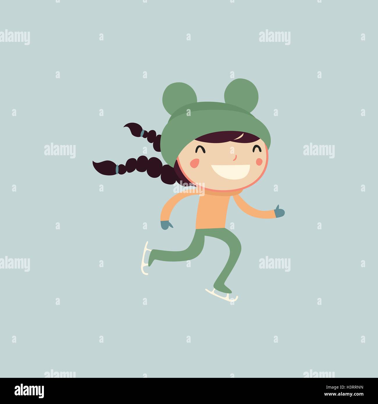 winter sports kids vector set. skiing boy. ice skating girl. boy with ...