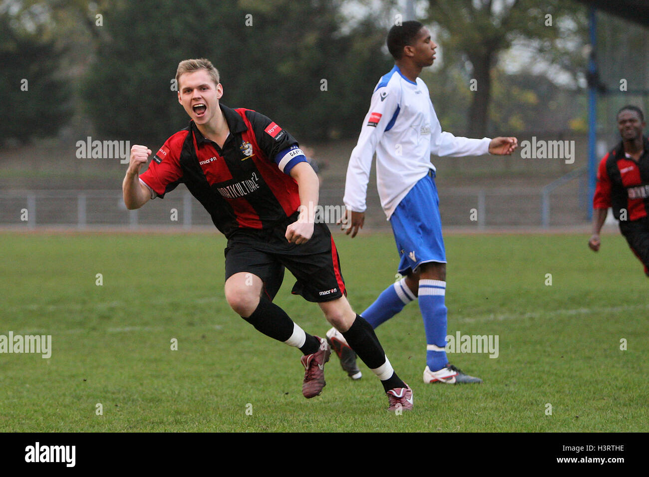 Jack Barry scores the first goal for Romford and celebrates - Waltham ...
