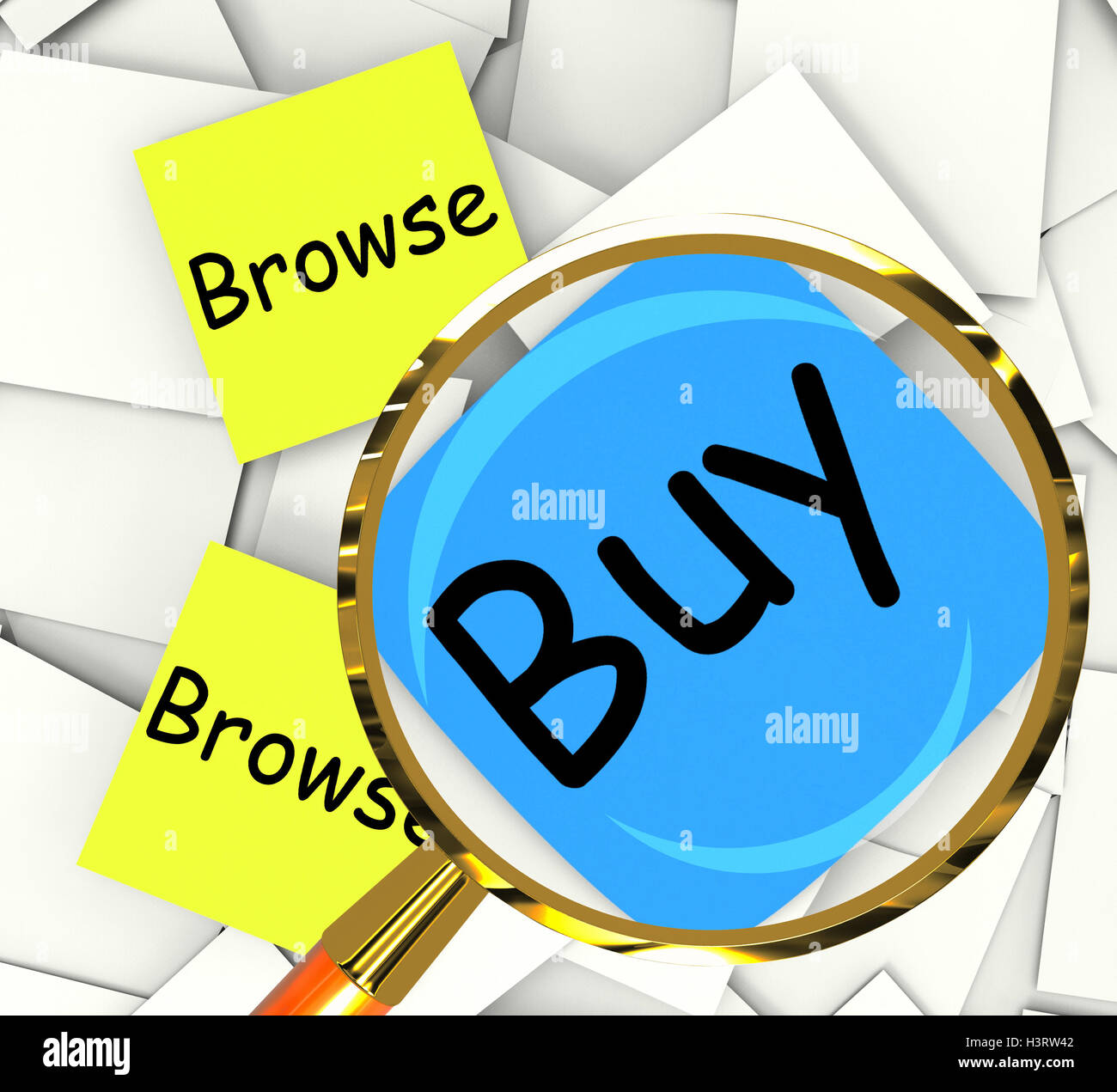 Browse Buy Post-It Papers Show Shopping Around And Purchasing Stock ...