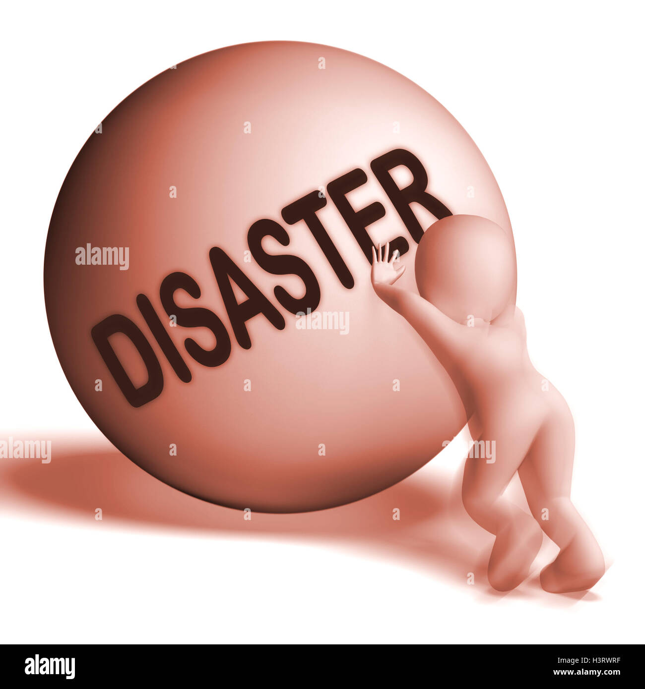 Disaster Uphill Sphere Shows Crisis Trouble Or Calamity Stock Photo - Alamy