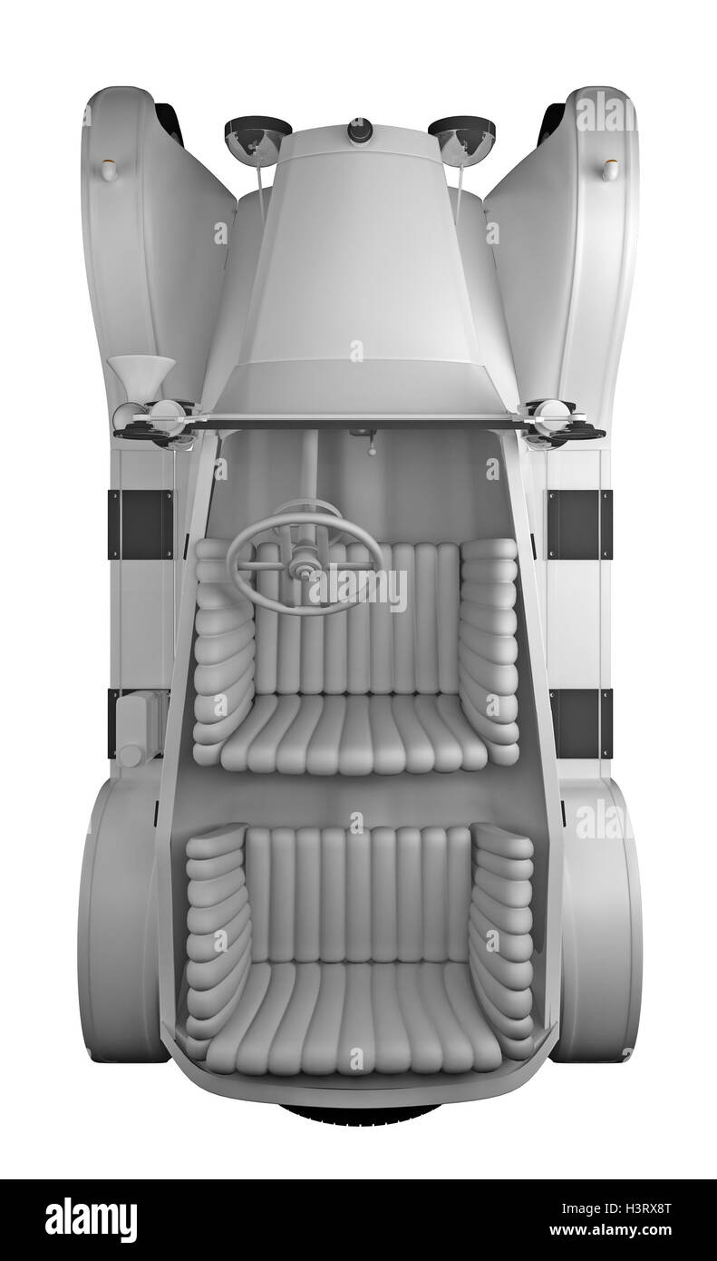 retro car top view isolated on white. 3D rendering Stock Photo - Alamy