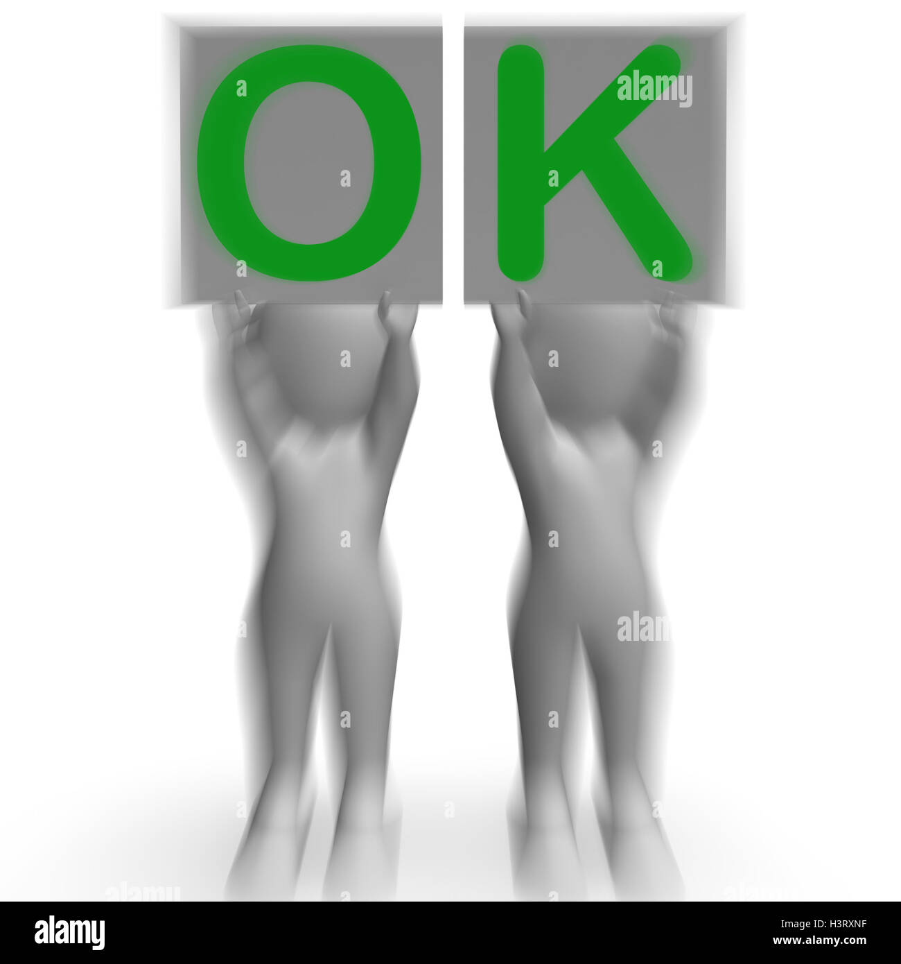 OK Placards Means Agreement And Validation Stock Photo - Alamy