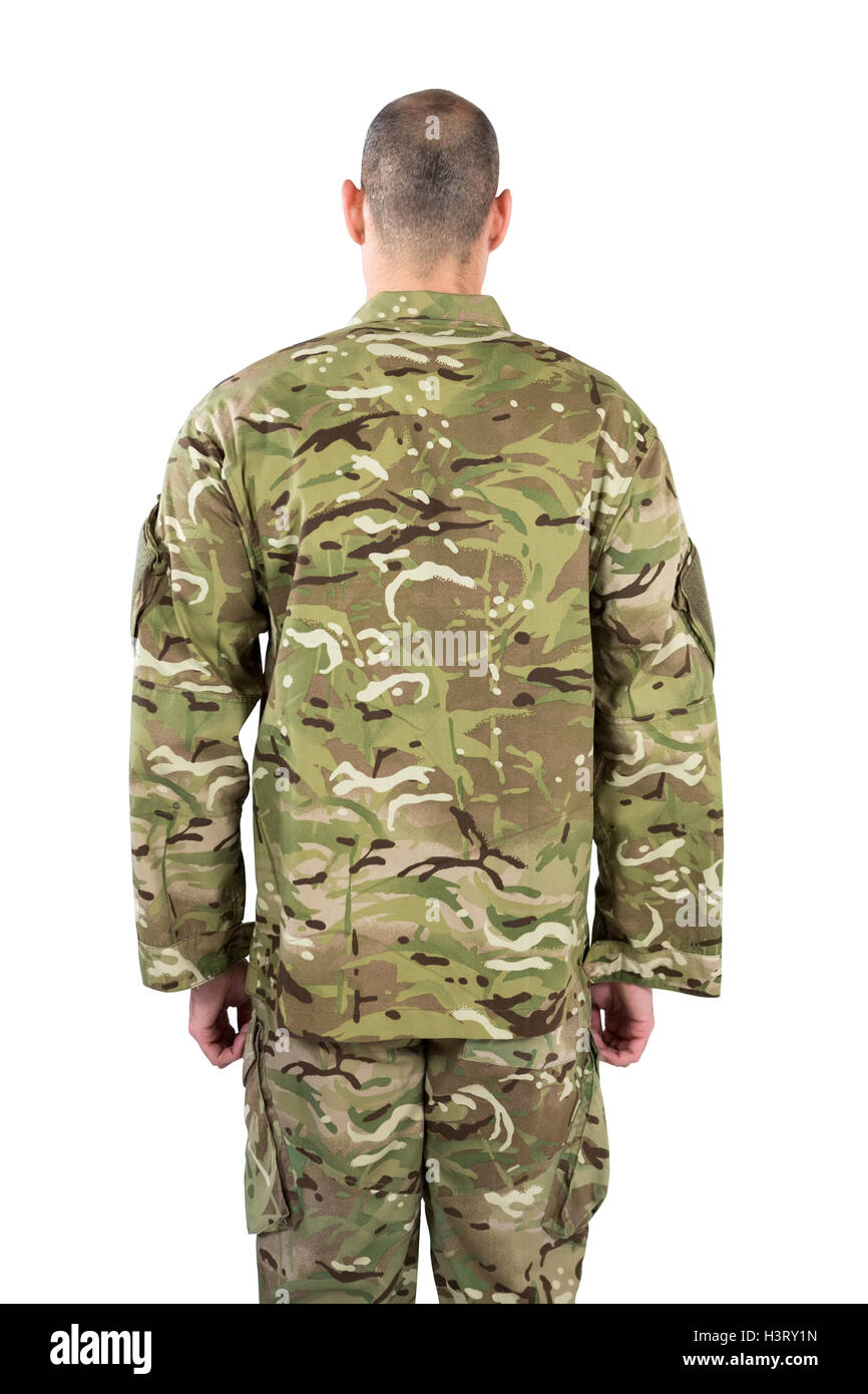 Rear view of soldier standing Stock Photo - Alamy