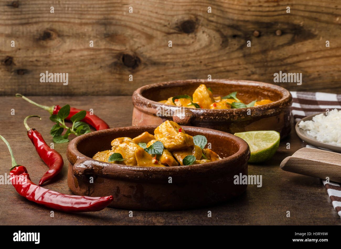 Chicken curry with basmati rice Stock Photo - Alamy