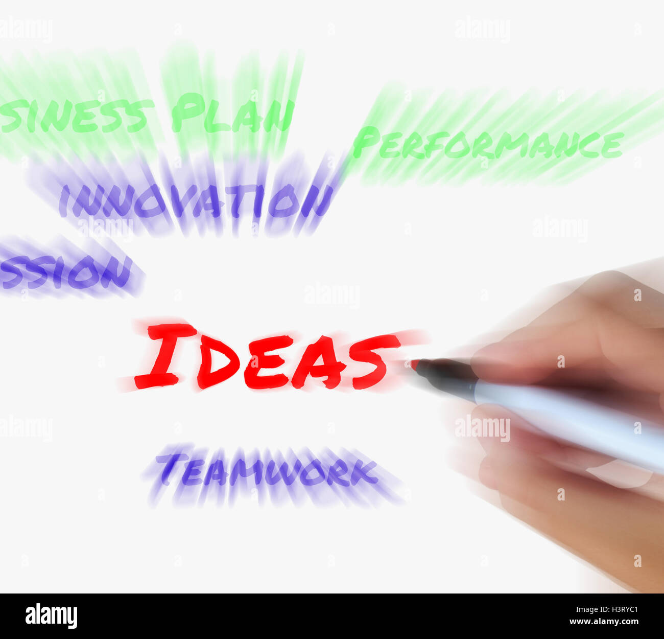 Ideas Words on Blurred Displays Thoughts Concepts and Notions Stock ...
