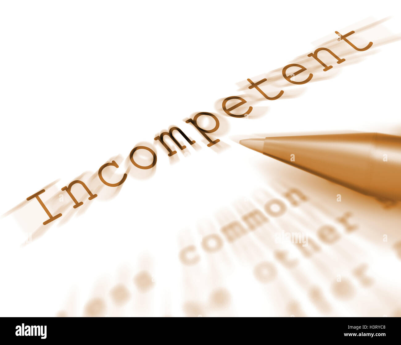 Incompetent Word Displays Incapable Unqualified Or Inefficient Stock ...