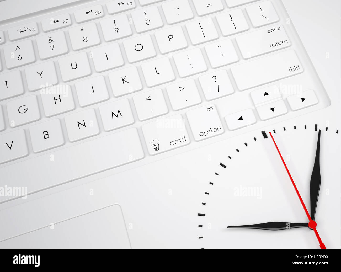 Clock face on the keyboard Stock Photo - Alamy