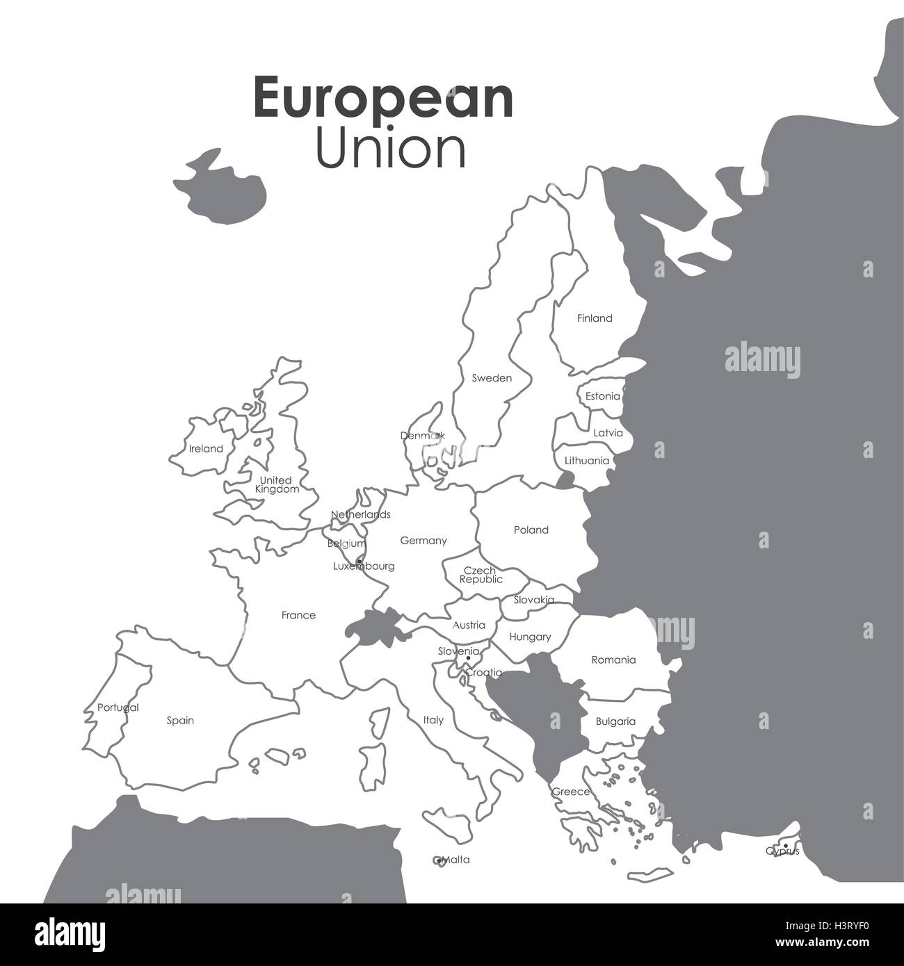 European Union Map Black And White Dotted European Union Map Stock