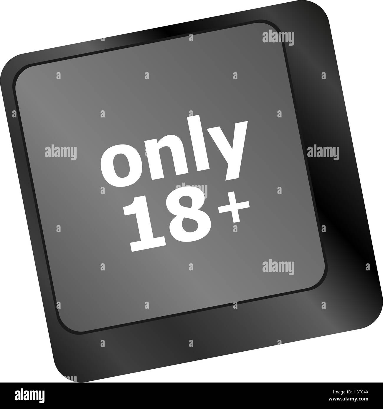 only 18 plus button on keyboard with soft focus Stock Photo - Alamy