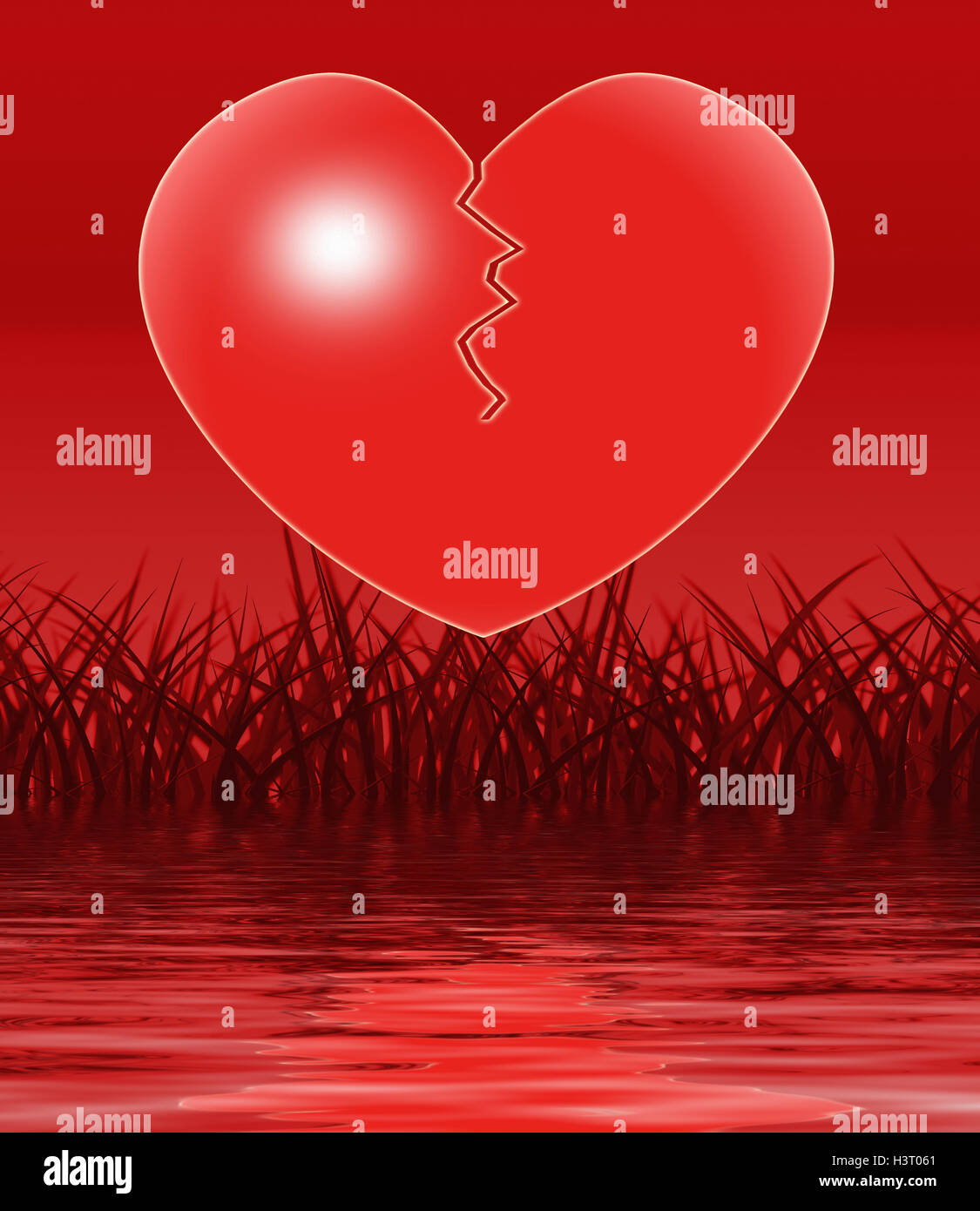 Broken Heart Displays Depression Loneliness And Sadness Stock Photo - Alamy