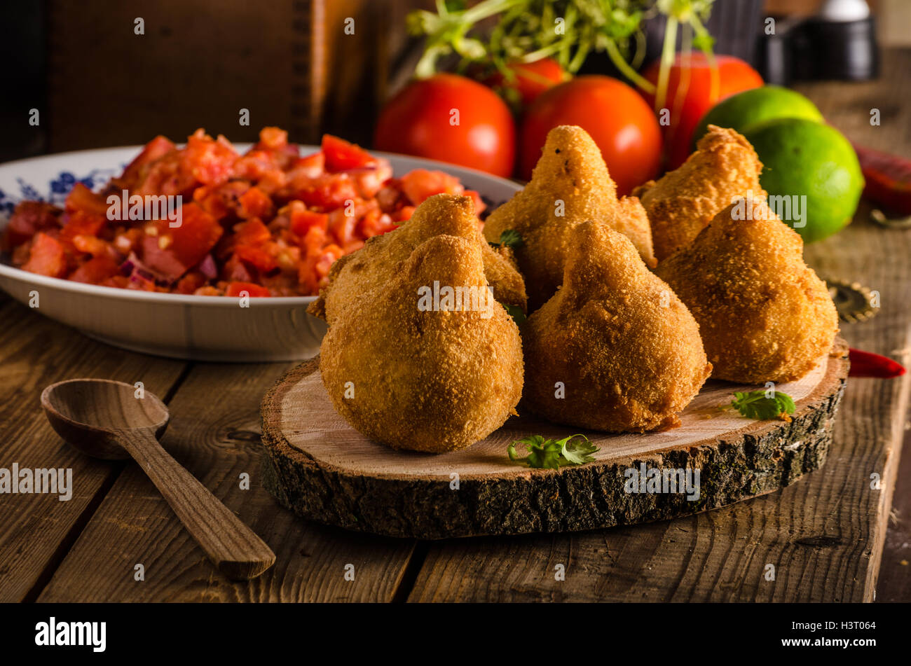 Delicious food consisting of chopped or shredded chicken meat, covered ...