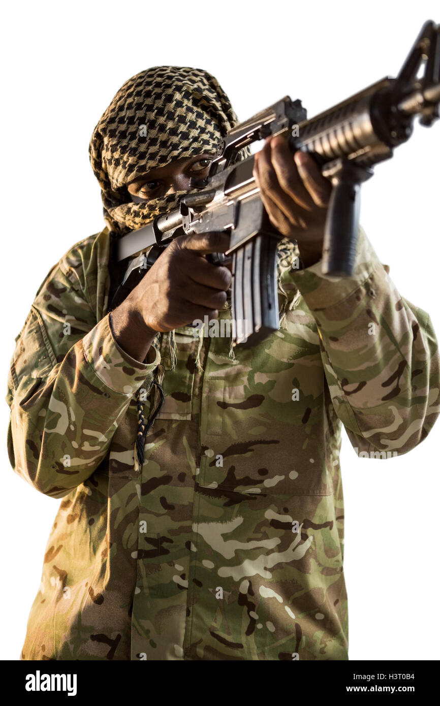 Soldier aiming with a rifle Stock Photo - Alamy