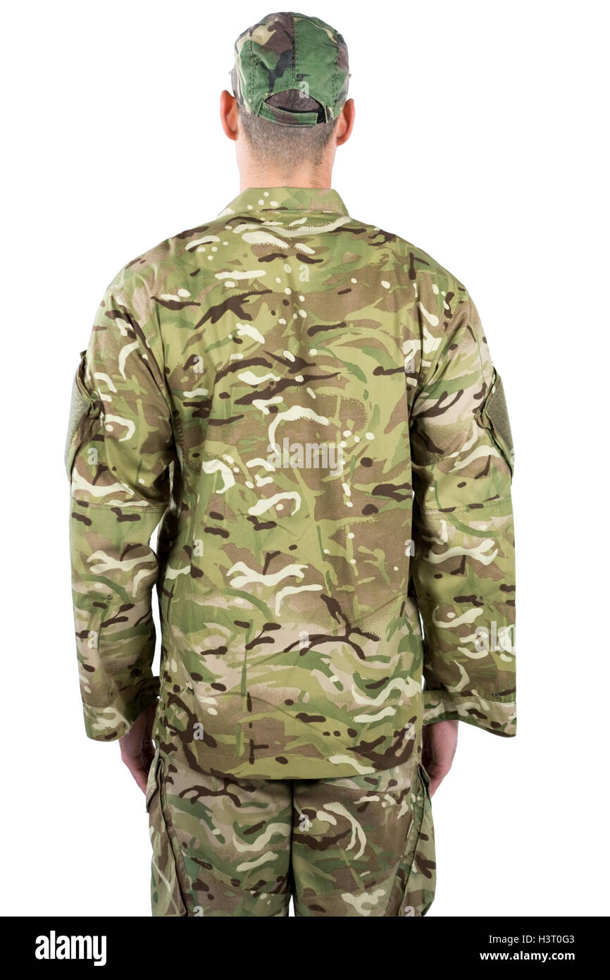 Rear view of soldier standing Stock Photo - Alamy