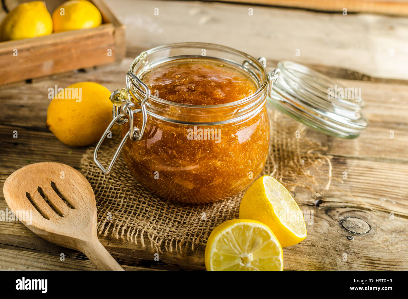 Lemon jam homemade with fresh lemons and suger Stock Photo - Alamy