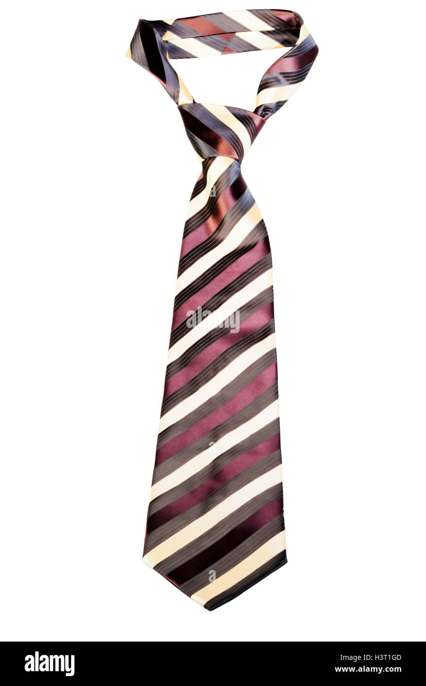 striped knotted tie on a white background Stock Photo - Alamy