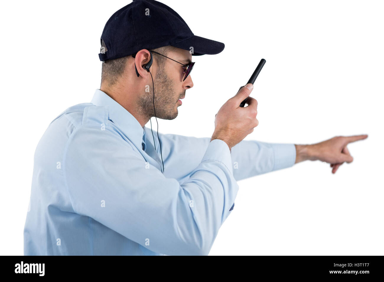 Security Guard Talking Walkie Talkie High Resolution Stock Photography ...