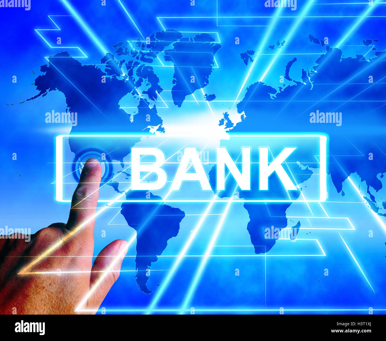 Bank Map Displays International and Internet Banking Stock Photo - Alamy
