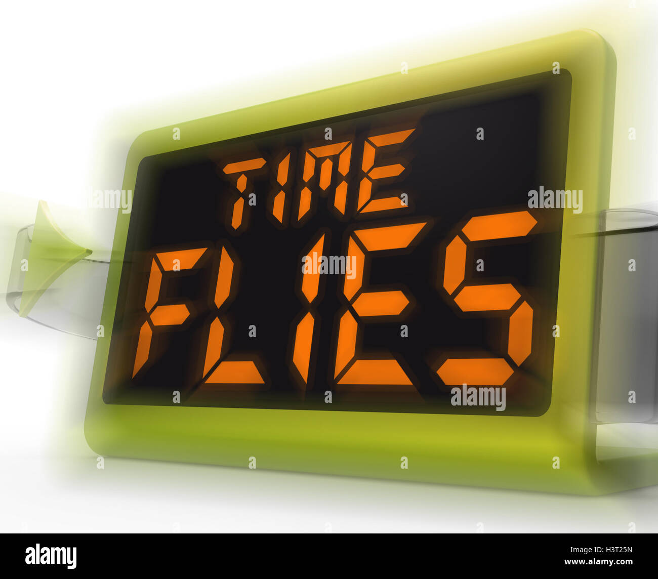Time Flies Digital Clock Means Busy And Goes By Quickly Stock Photo - Alamy