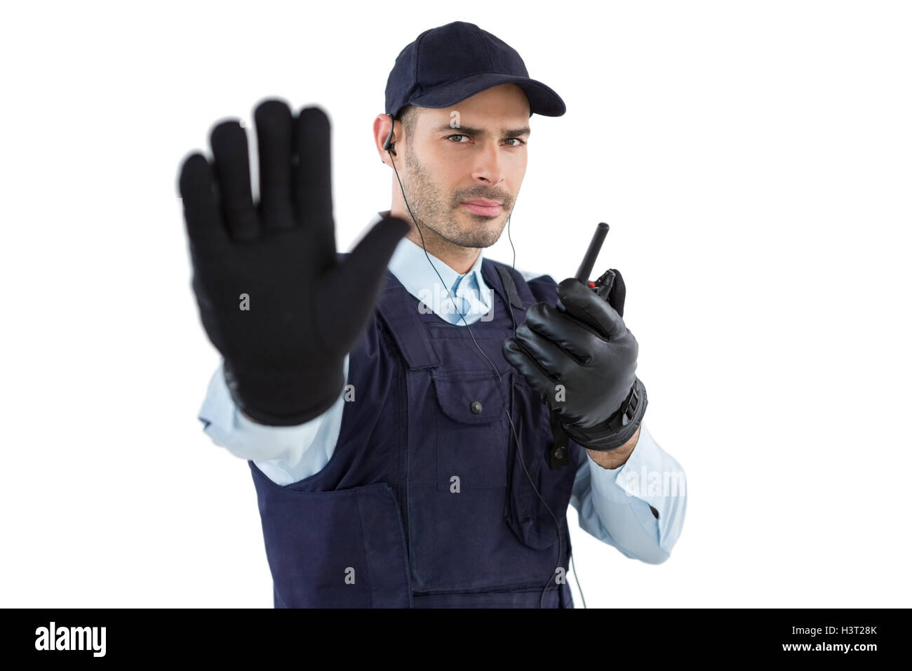 Security officer making stop hi-res stock photography and images - Alamy