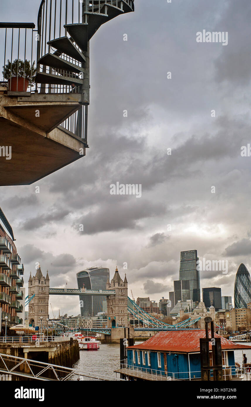 External staircase on river thames tower bridge hi-res stock ...