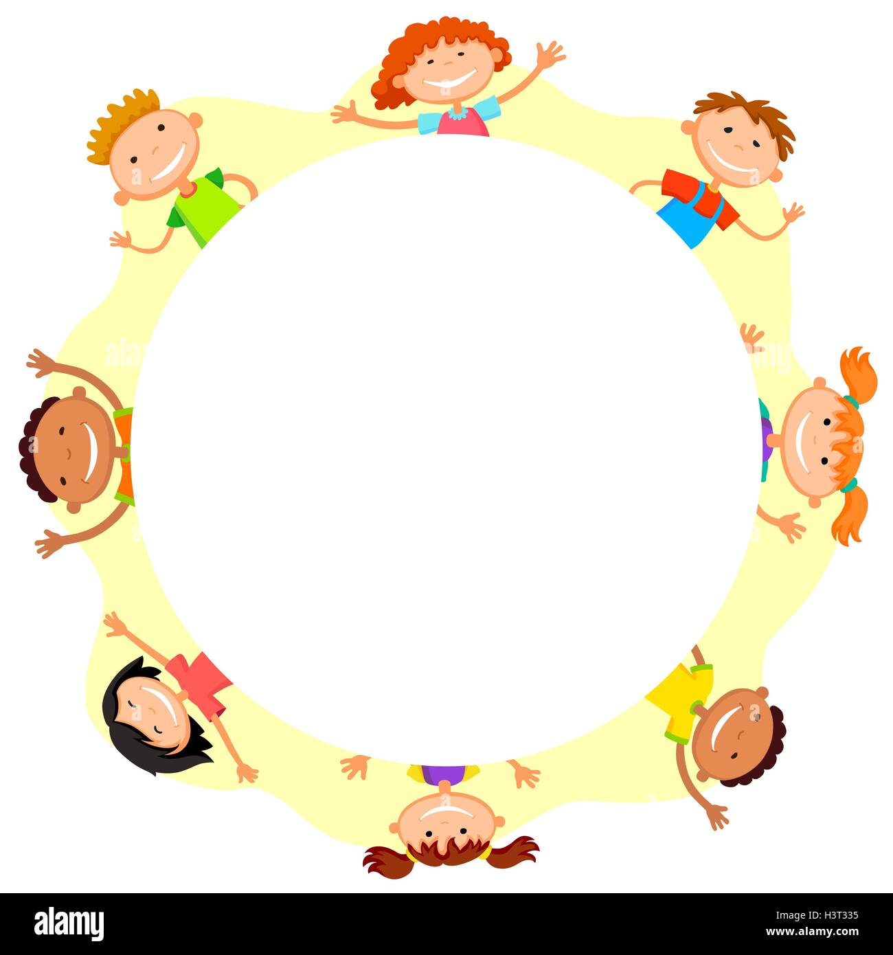 The world children in a circle kids smile white background Stock Vector ...