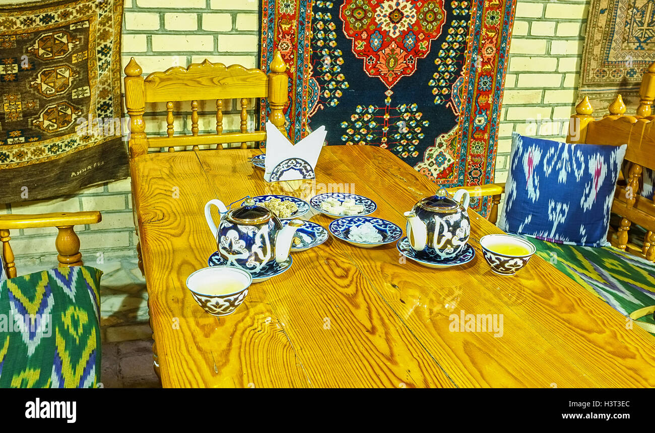 The herbal tea with local desserts is the traditional Uzbek refreshment ...