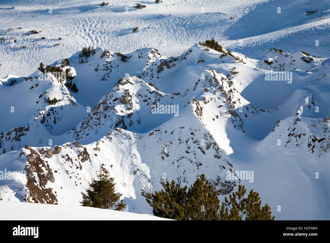Snow covered rock formations above Lech Arlberg Austria Stock Photo - Alamy