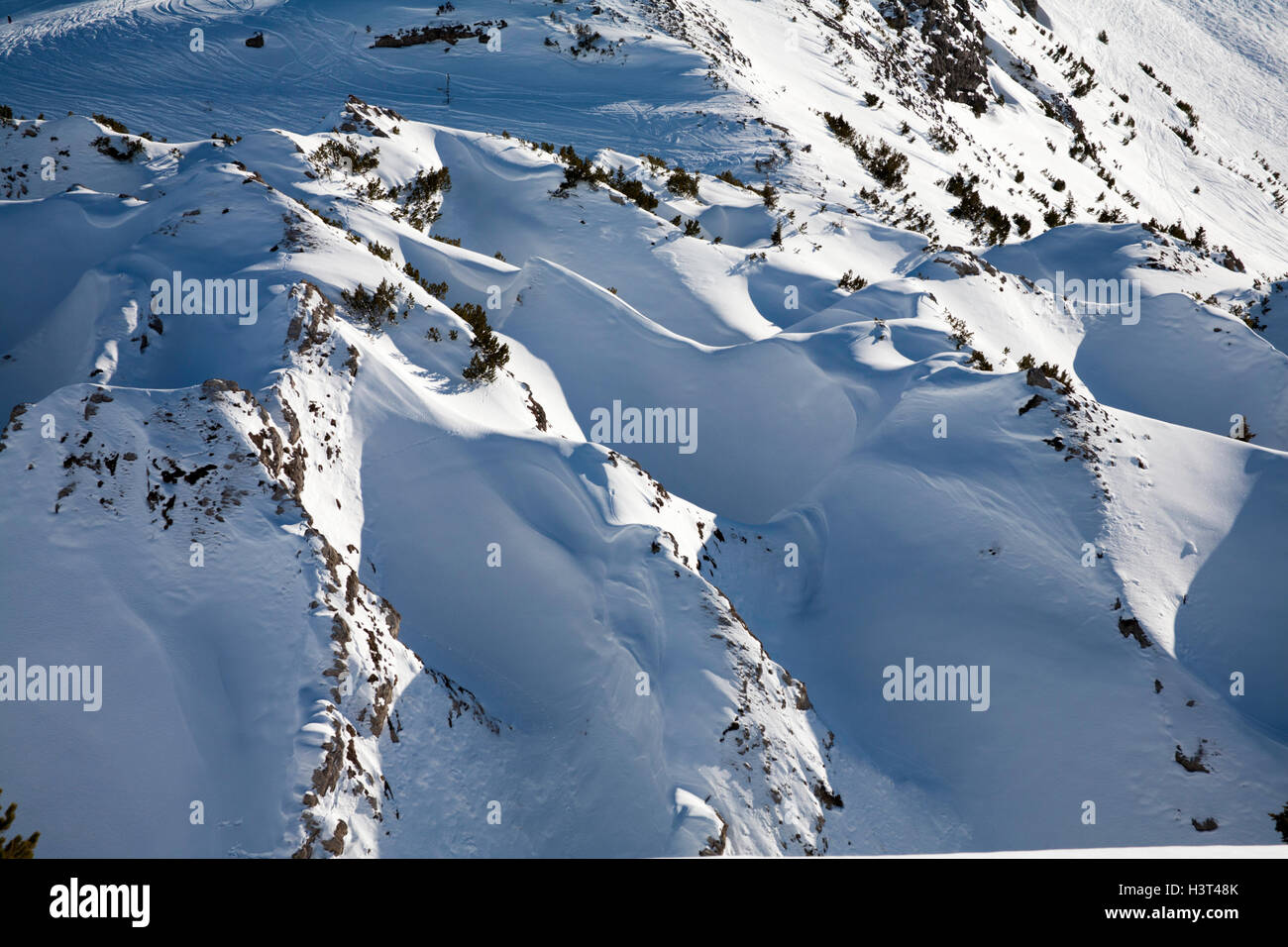 Snow covered rock formations above Lech Arlberg Austria Stock Photo - Alamy