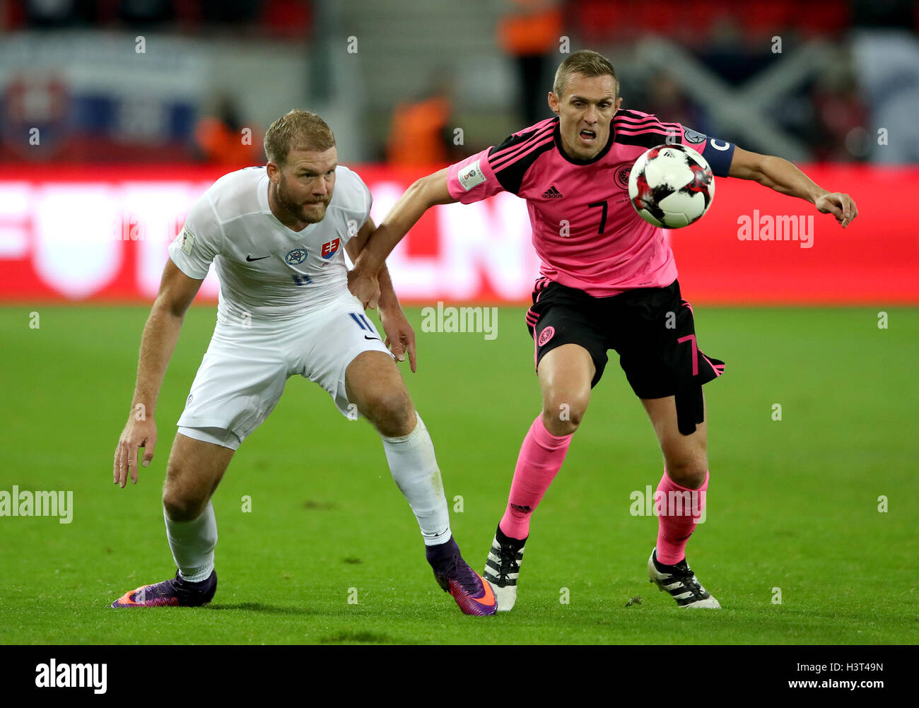 Scotland's Darren Fletcher (right) and Slovakia's Adam Nemec (left ...