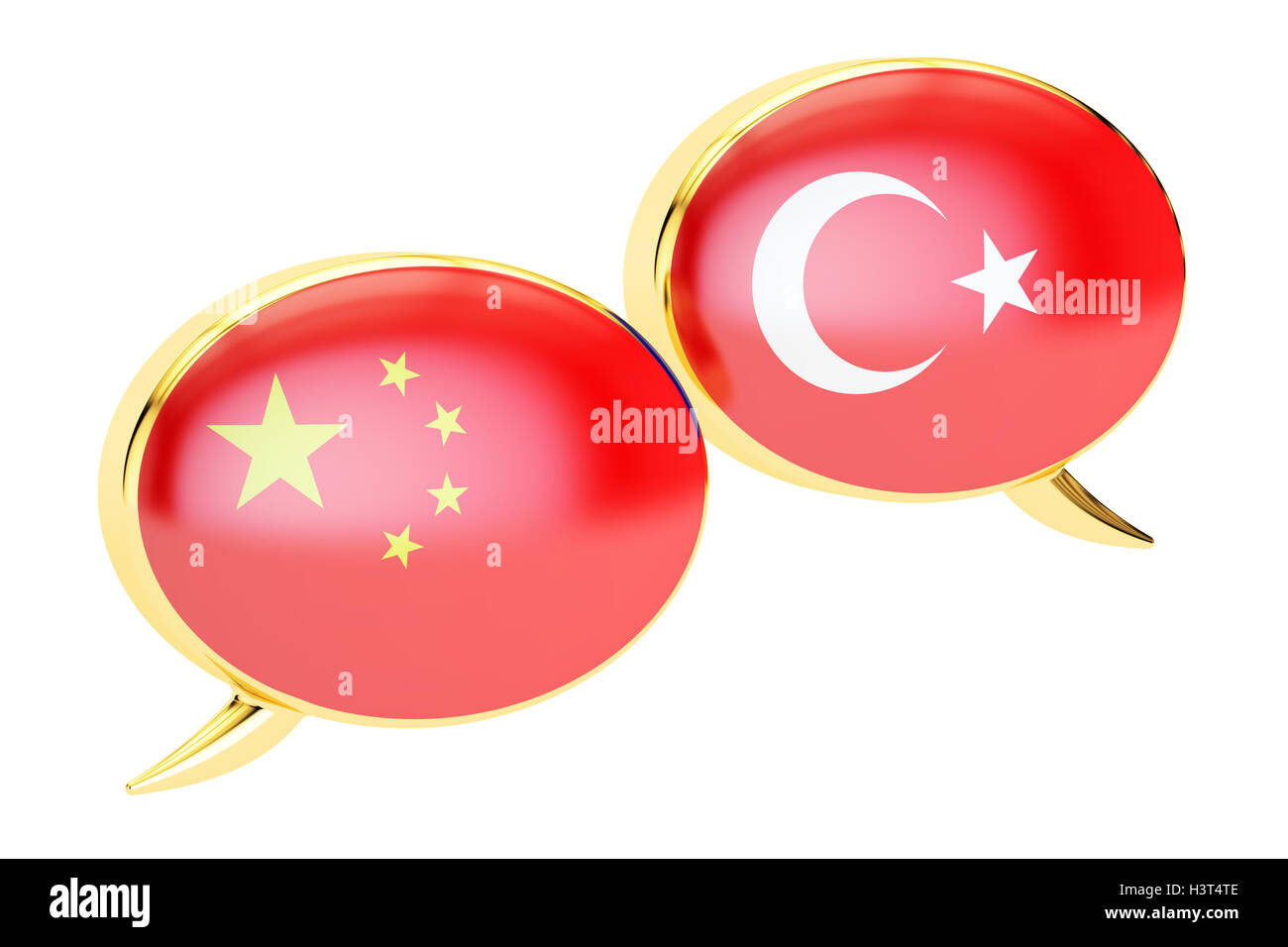 Speech bubbles, Chinese-Turkish conversation concept. 3D rendering ...